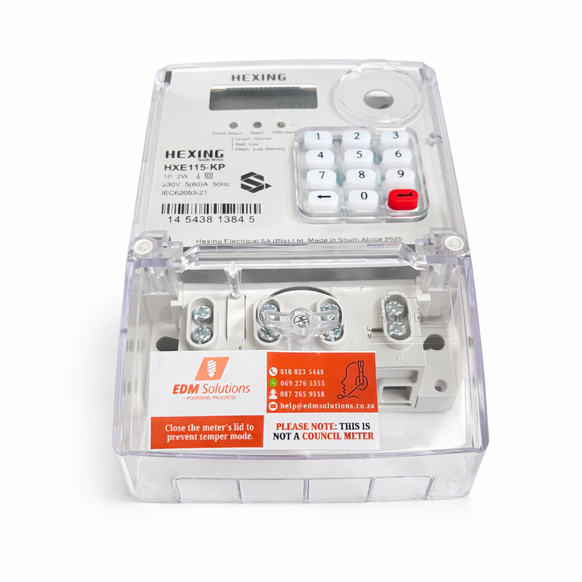 Hexing Single Phase Prepaid Electricity Meter HXE115-KP – EDM Solutions