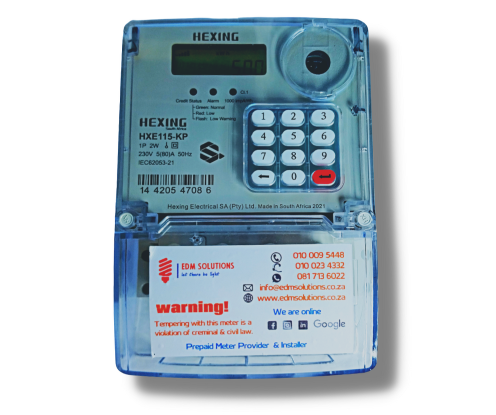 Hexing Single Phase Prepaid Electricity Meter HXE115-KP – EDM Solutions