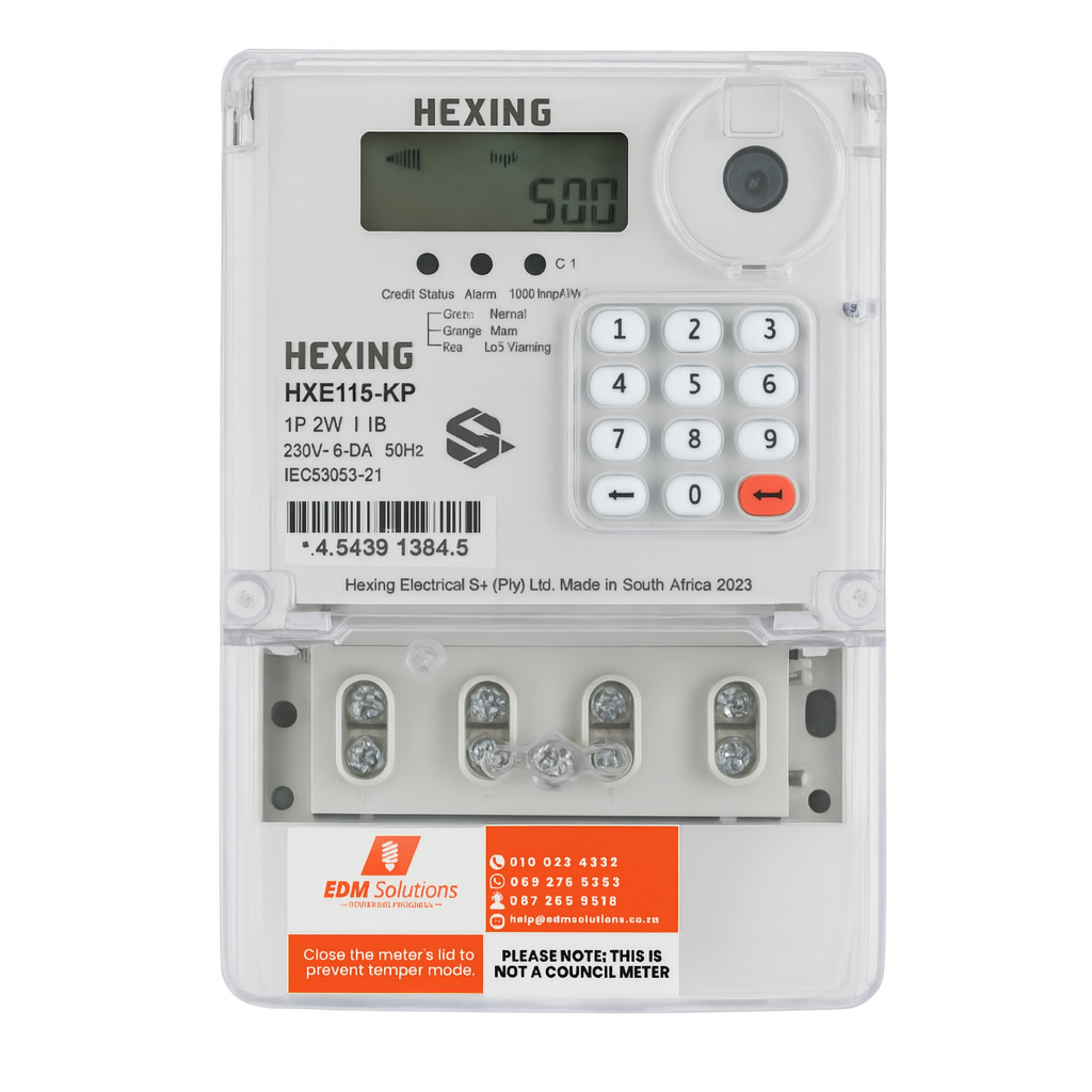Hexing Single Phase Prepaid Electricity Meter HXE115-KP – EDM Solutions