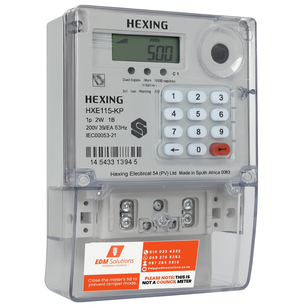 Hexing Single Phase Prepaid Electricity Meter HXE115-KP – EDM Solutions